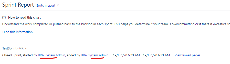 Solved: Sprint started by and Ended by details in database