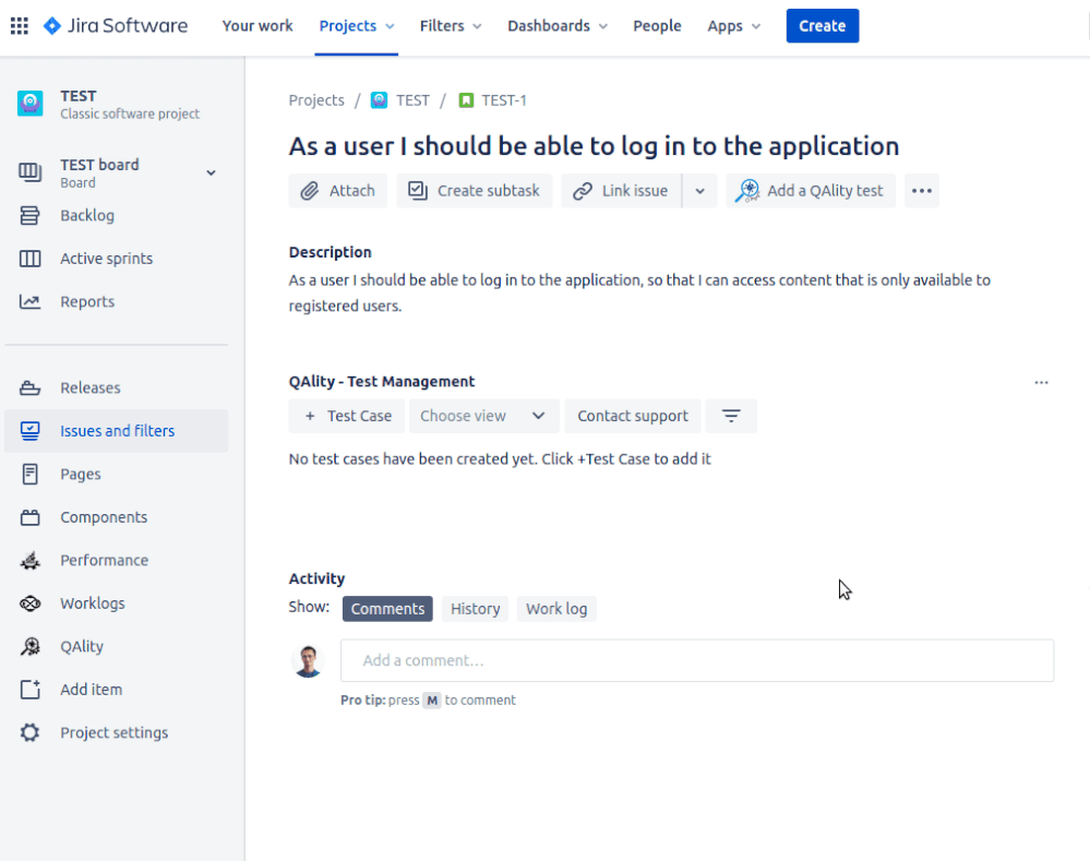 How to create test cases with QAlity - Test Management for Jira - SolDevelo