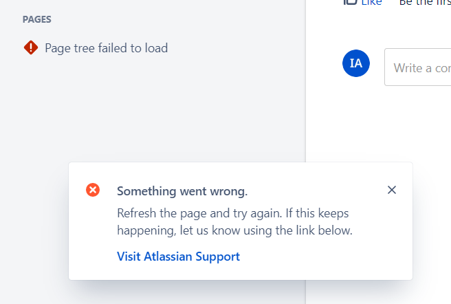 "page tree failed to load" error message