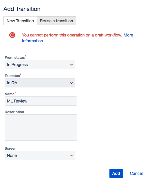 Jira - Workflow error message Jira - Workflow error message