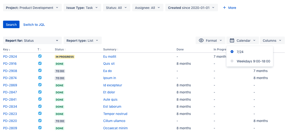 Days In Column Calculation