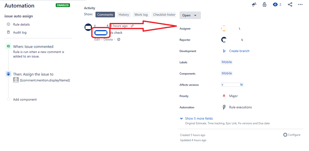 How to set Automation "Issue commented", Then: Ass...