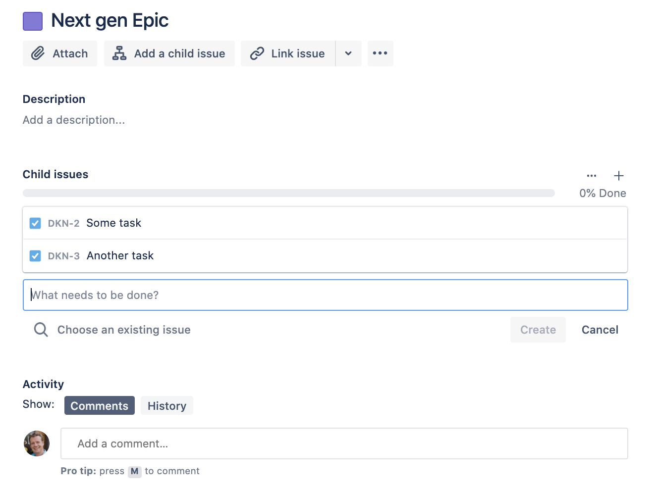 How to link my story or task to the parents?