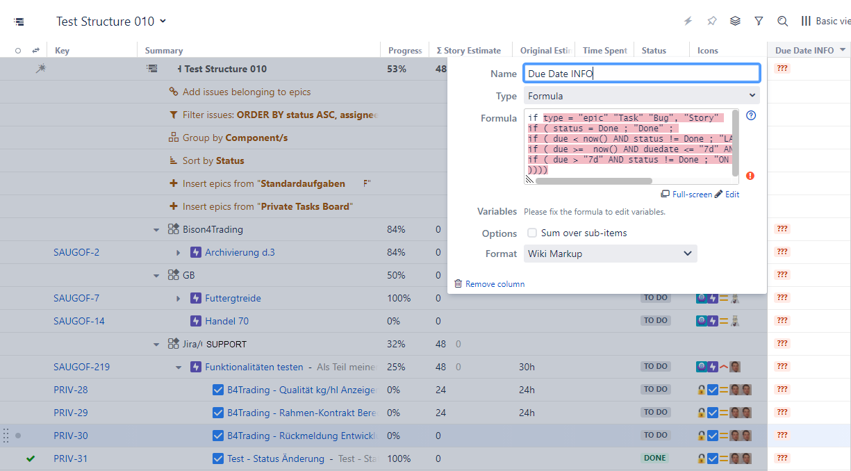 Solved Jira Structure Add A Column As Formula Issue Wi 