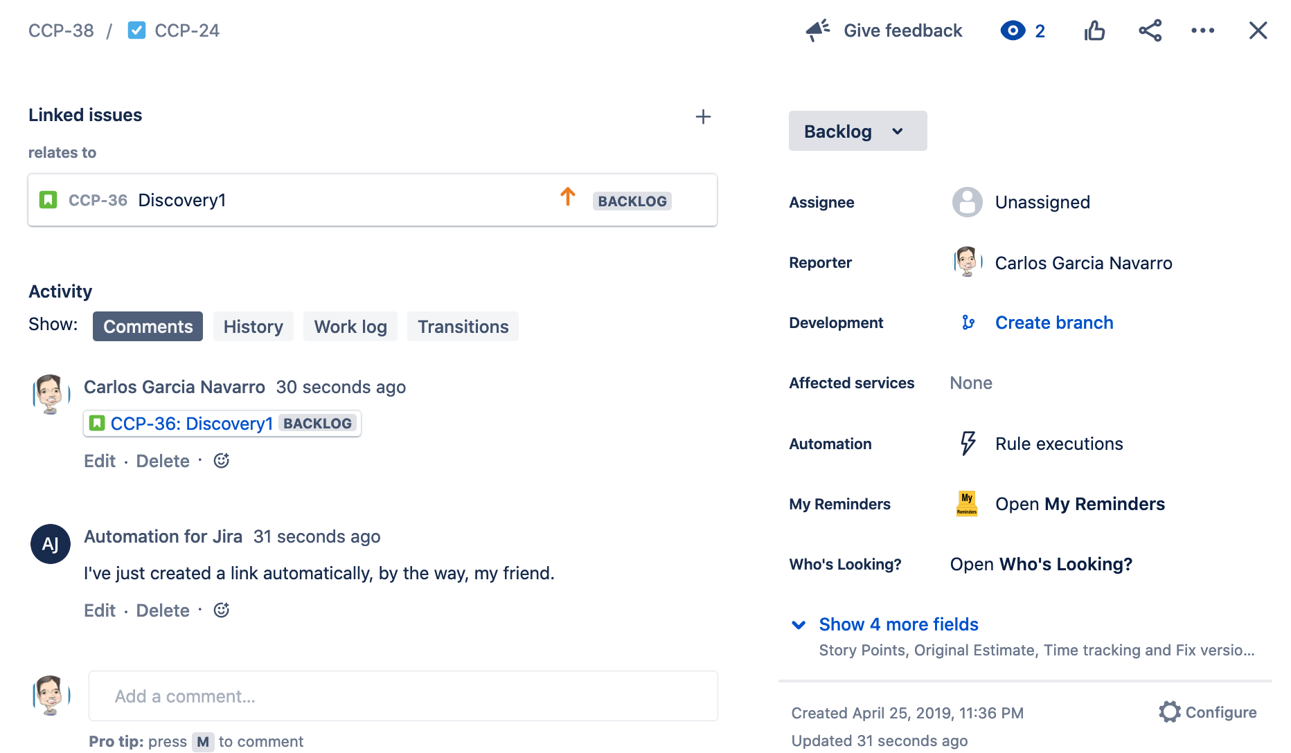 Adding To Linked Issues From Comments