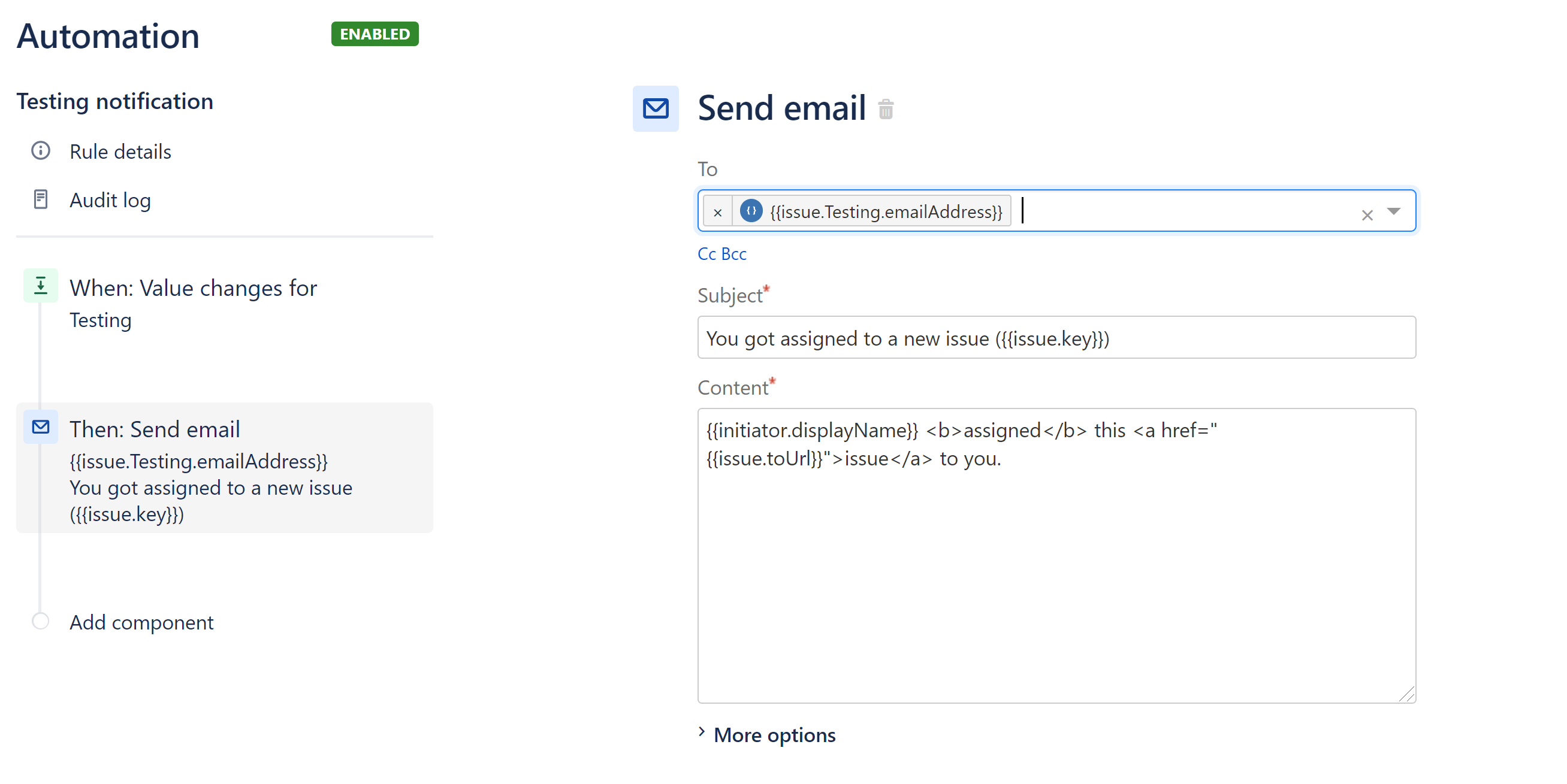 Send a notification email to user in custom field ...