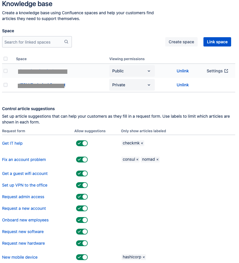 When using JSM (cloud) with multiple knowledge bas...