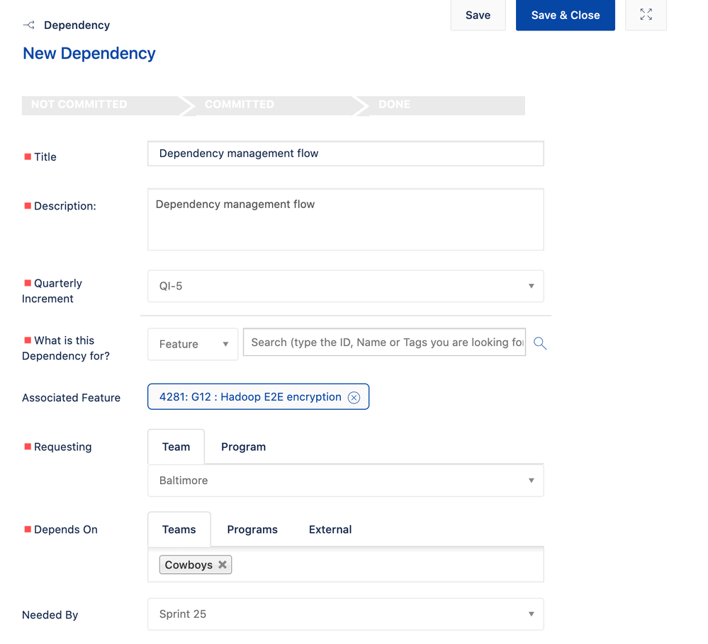 Flow of Dependency Management in Jira Align