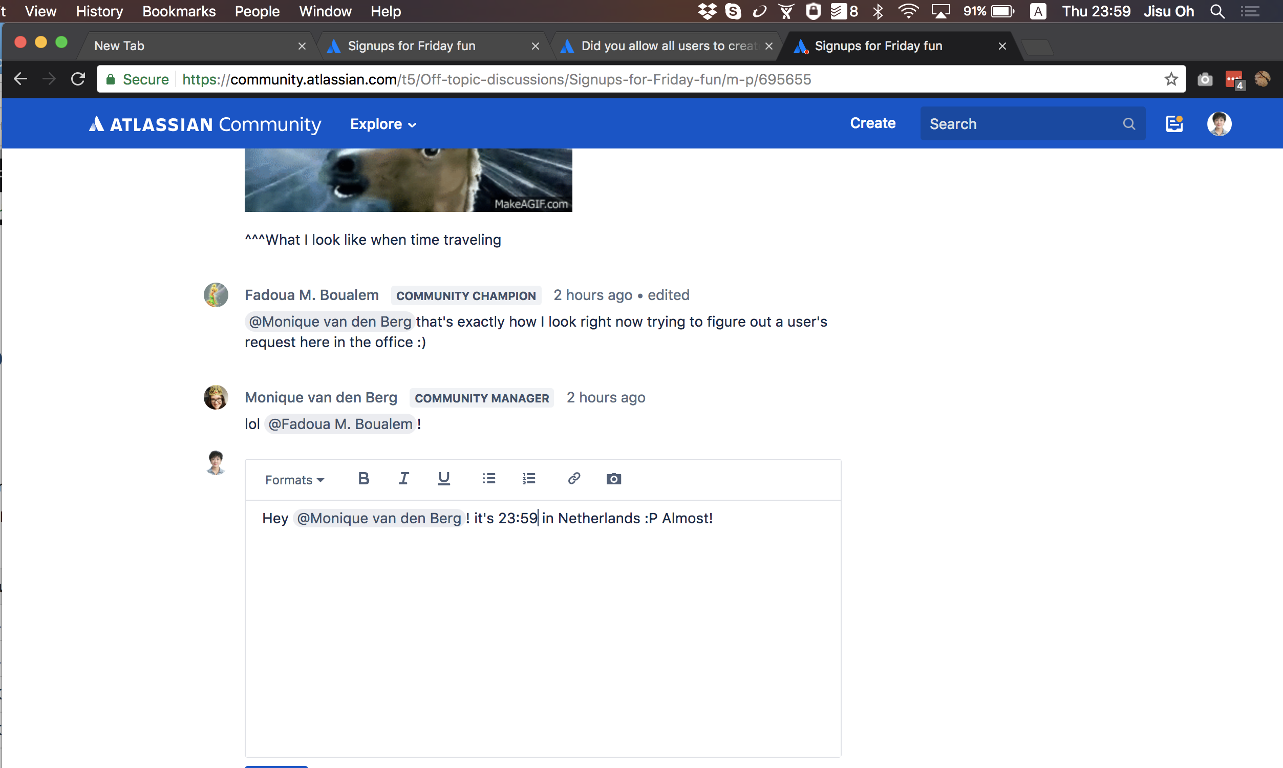 Signups for Friday fun