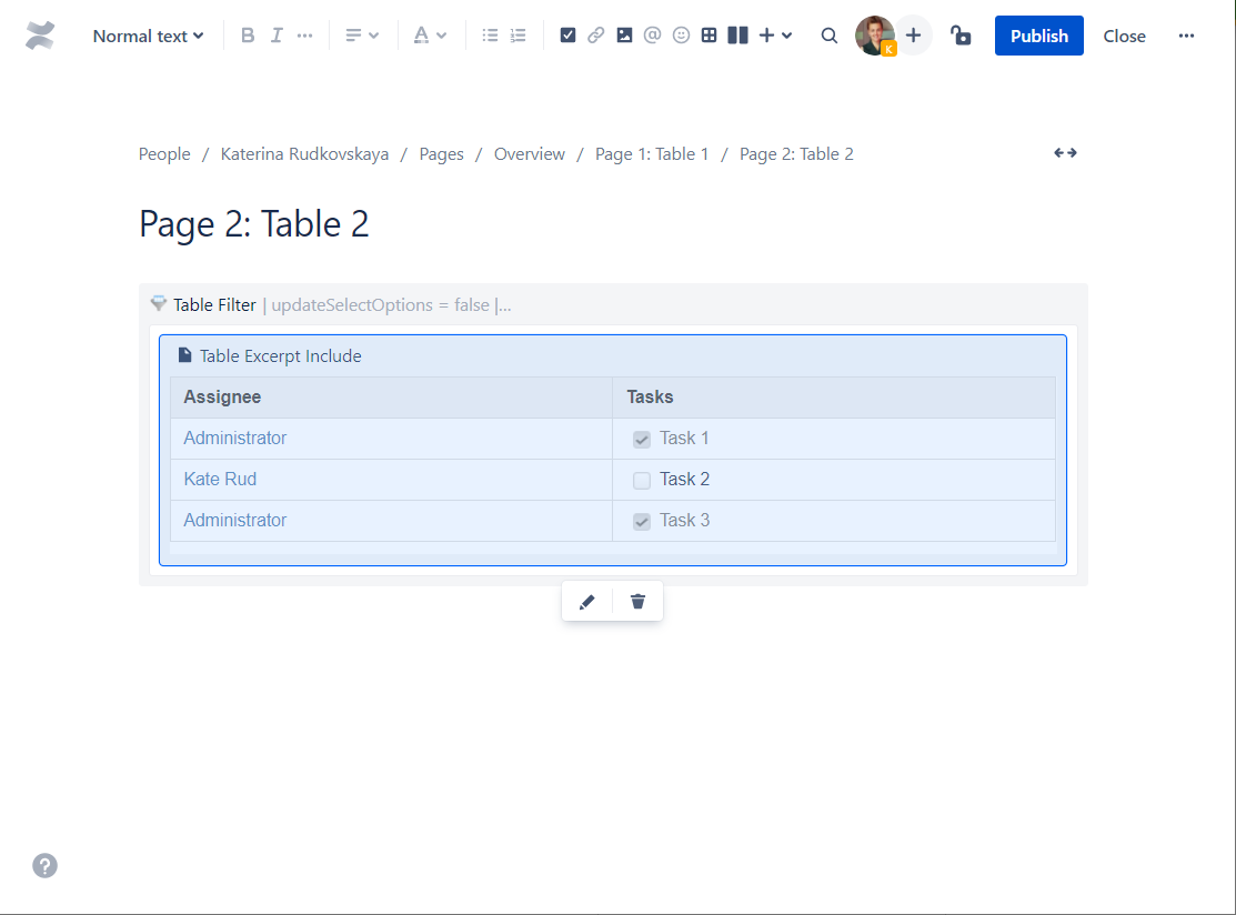 Show data in table if checkbox is checked