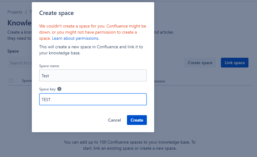 Why can't I create knowledge base link between JSM... Why can't I create knowledge base link between JSM...