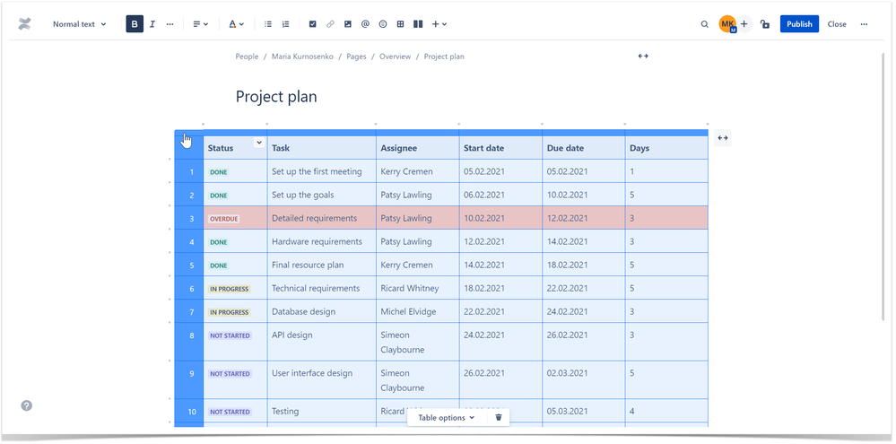 How to Work With Tables in Confluence Cloud - Atlassian Community