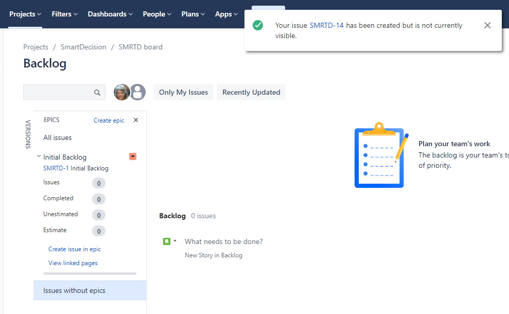 Solved: Issues not showing in backlog