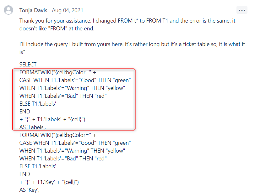 Solved Conditional Row Formatting For Jql Table Displayed