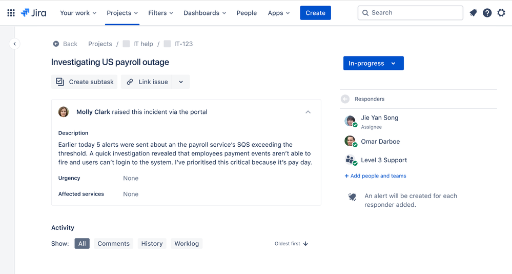 Responders and Linked Alerts in Jira Service Management