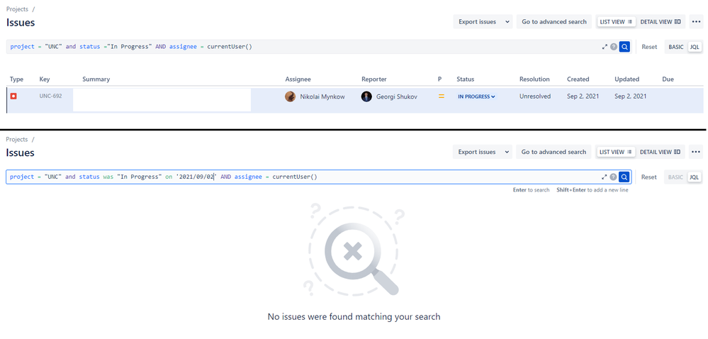 Solved: JQL: Get all issues which were InProgress