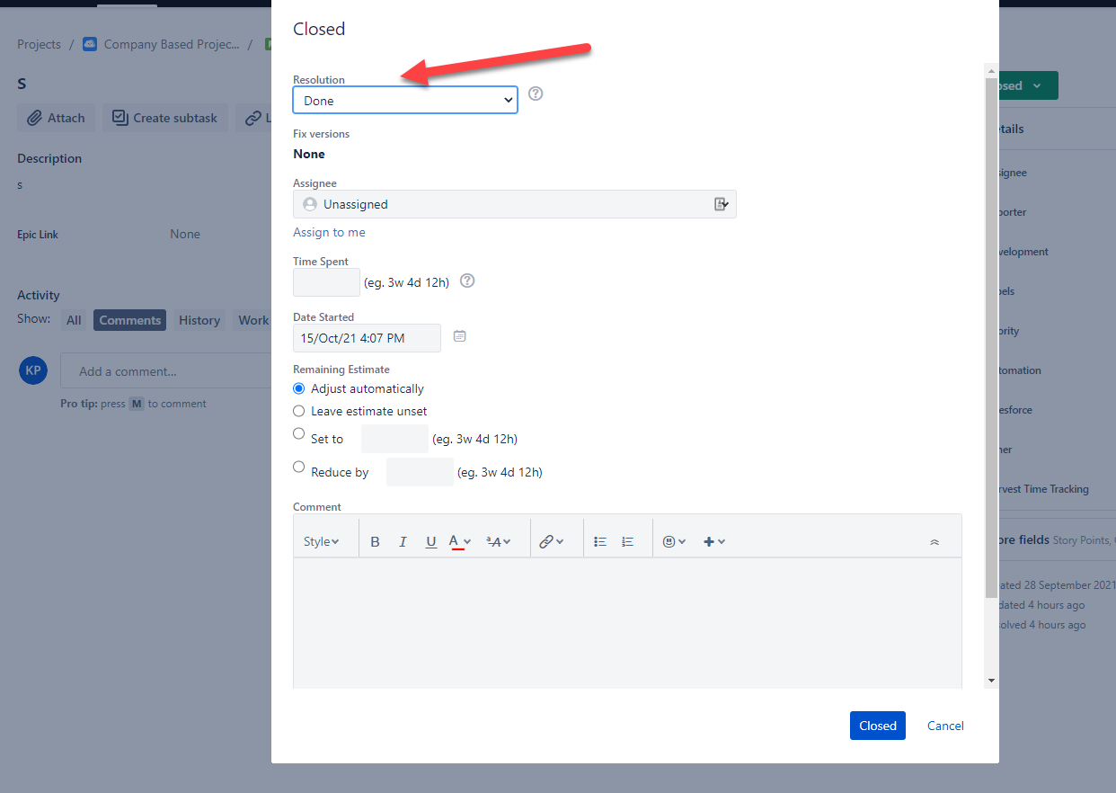 How to make the Resolution field mandatory in the ...