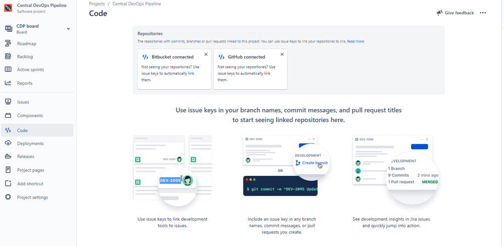 Jira Cloud Code not showing Github Repo