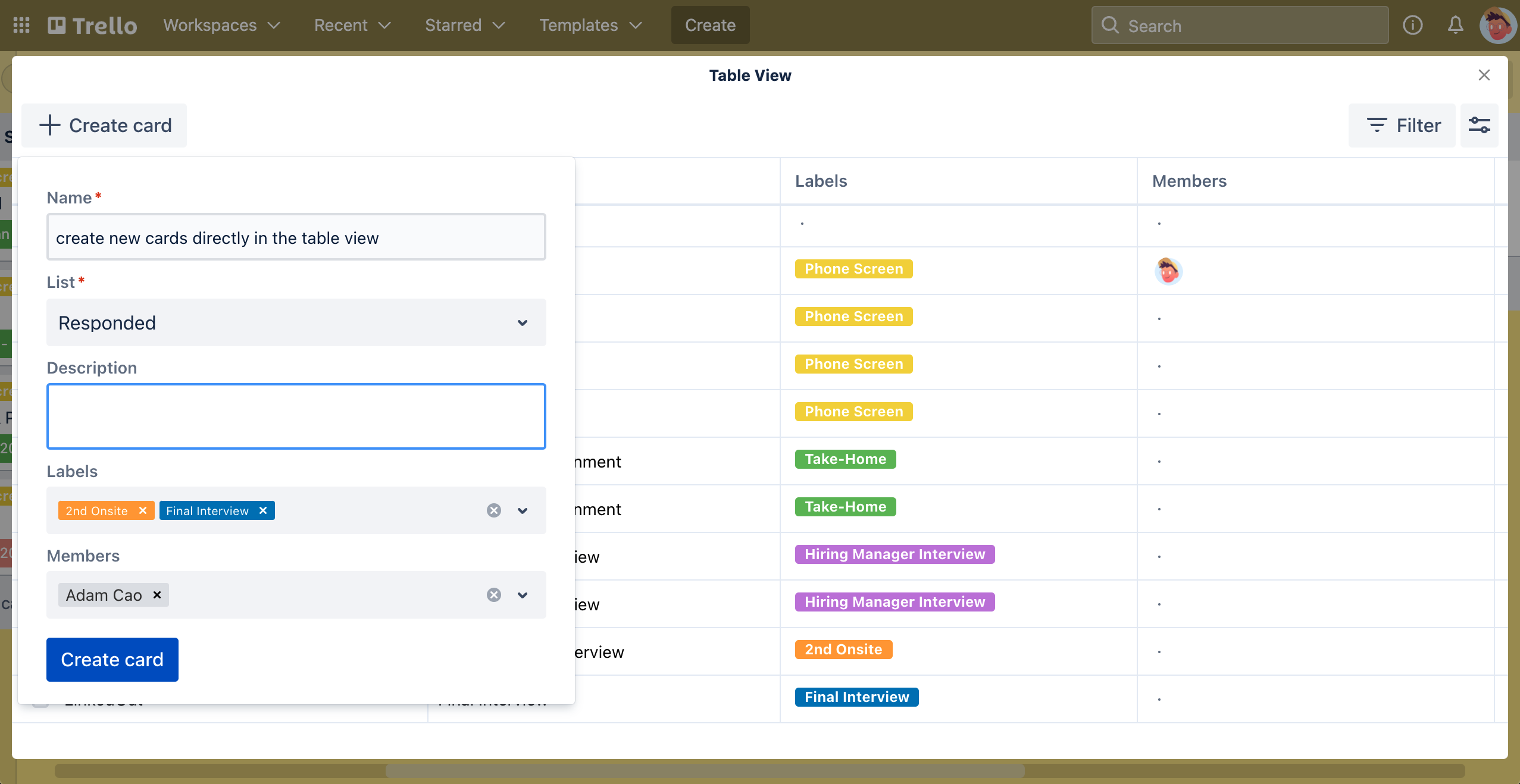Table View for Trello