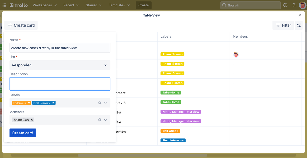 Table View for Trello