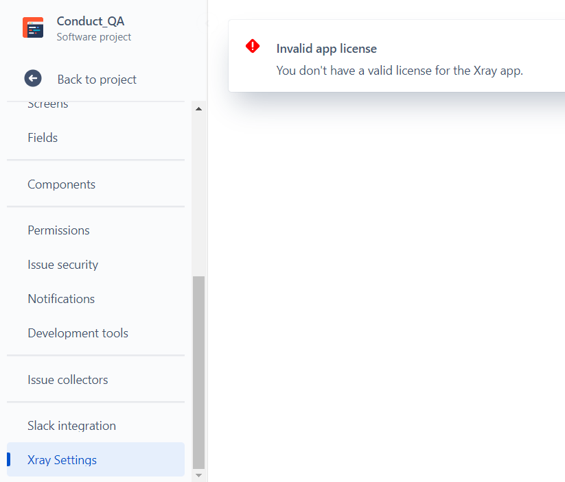 The XRay app on Jira Software shows - 'You have an...