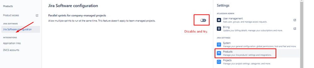 Unable to start Parallel sprint on a Software proj...