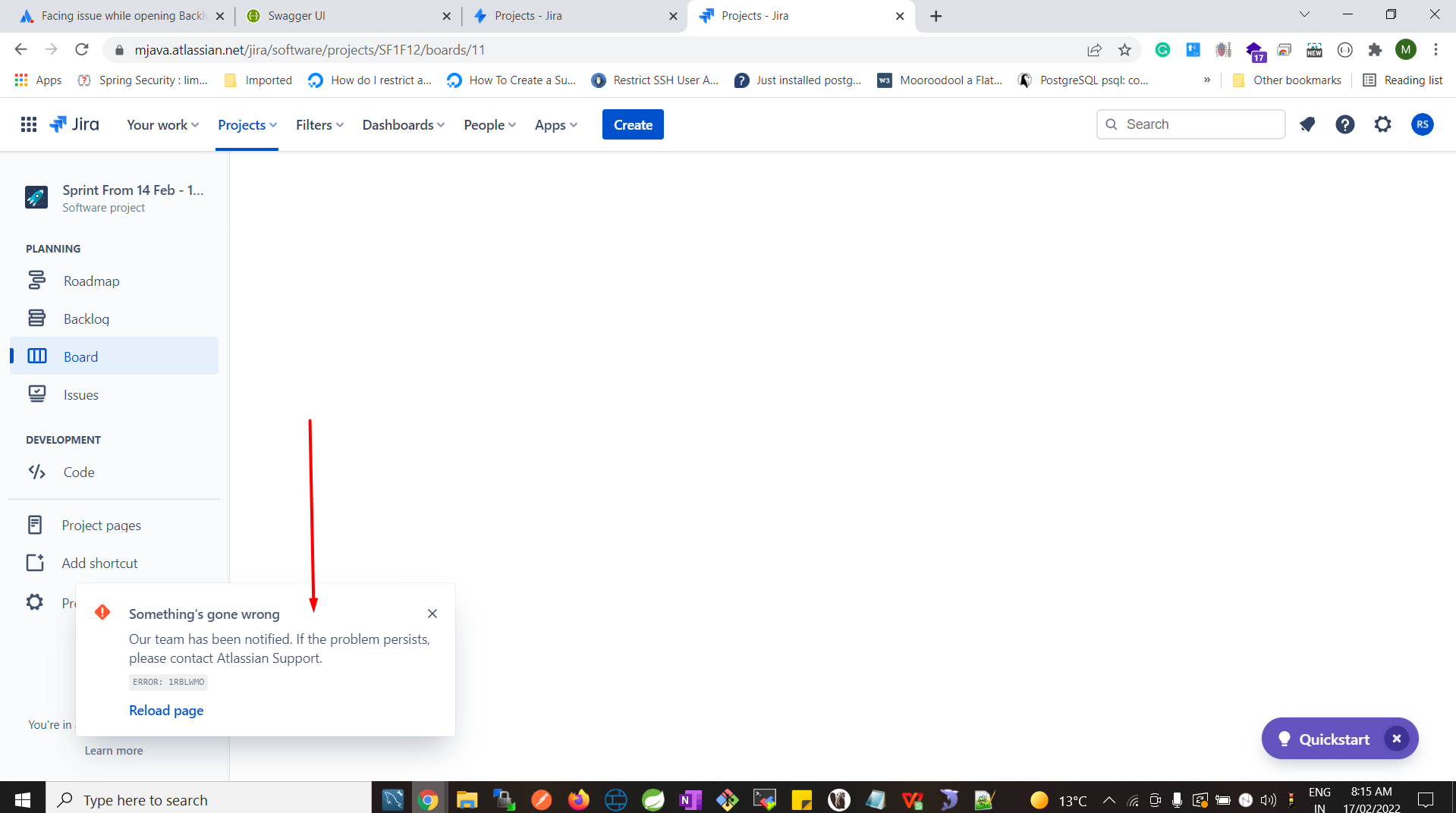 Facing issue while opening Backlog ERROR: XZIXOM