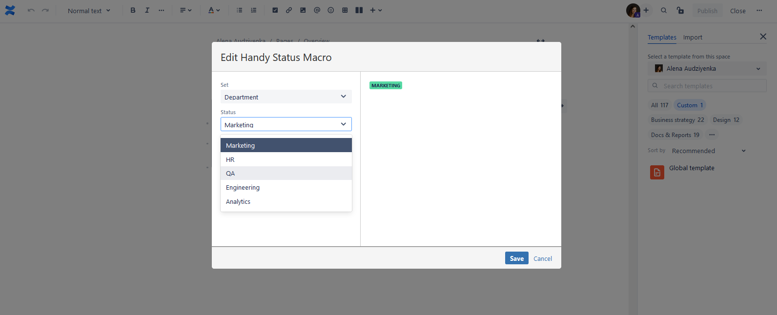 Solved: How to create a dropdown list in a template?