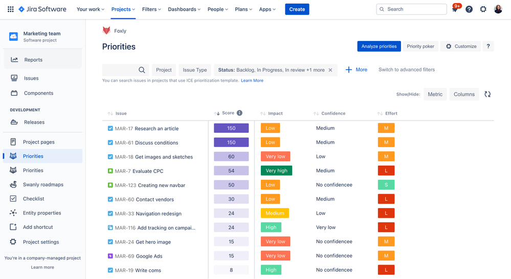 How to Prioritize Jira Backlog with ICE method in Jira & Foxly