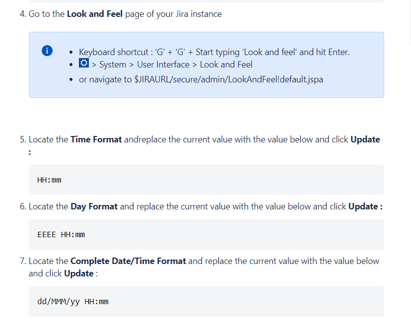 Change the Jira time to 24 hours format