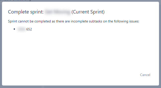 Solved: Sprint cannot be completed as there are incomplete...