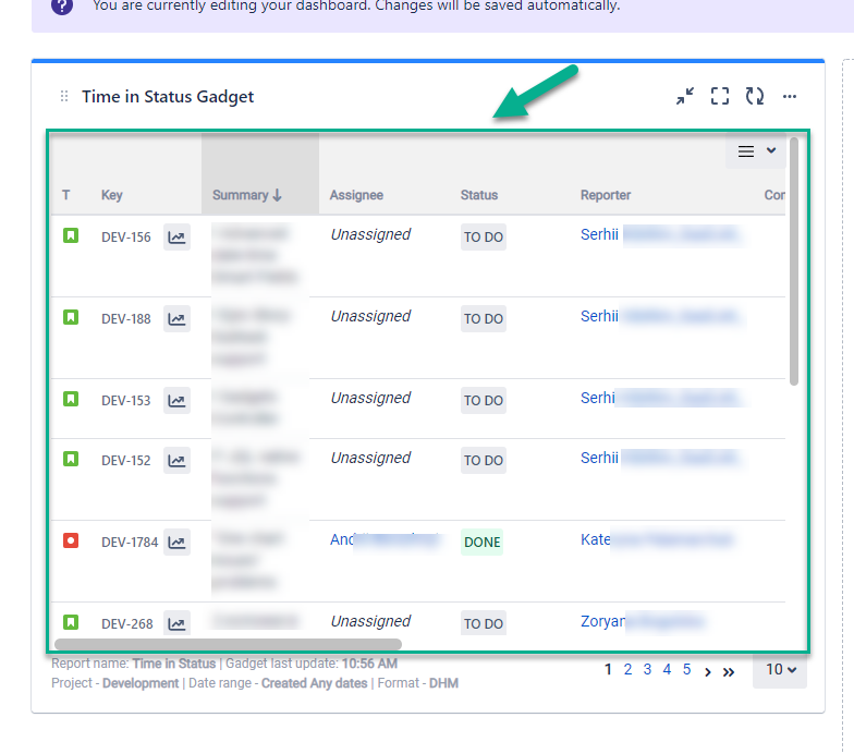 How to display all status (done/in progress/to do/...