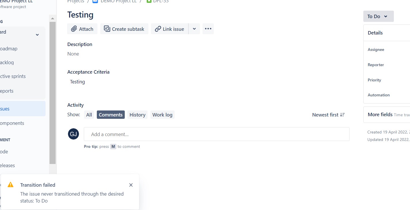Workflow Transitions