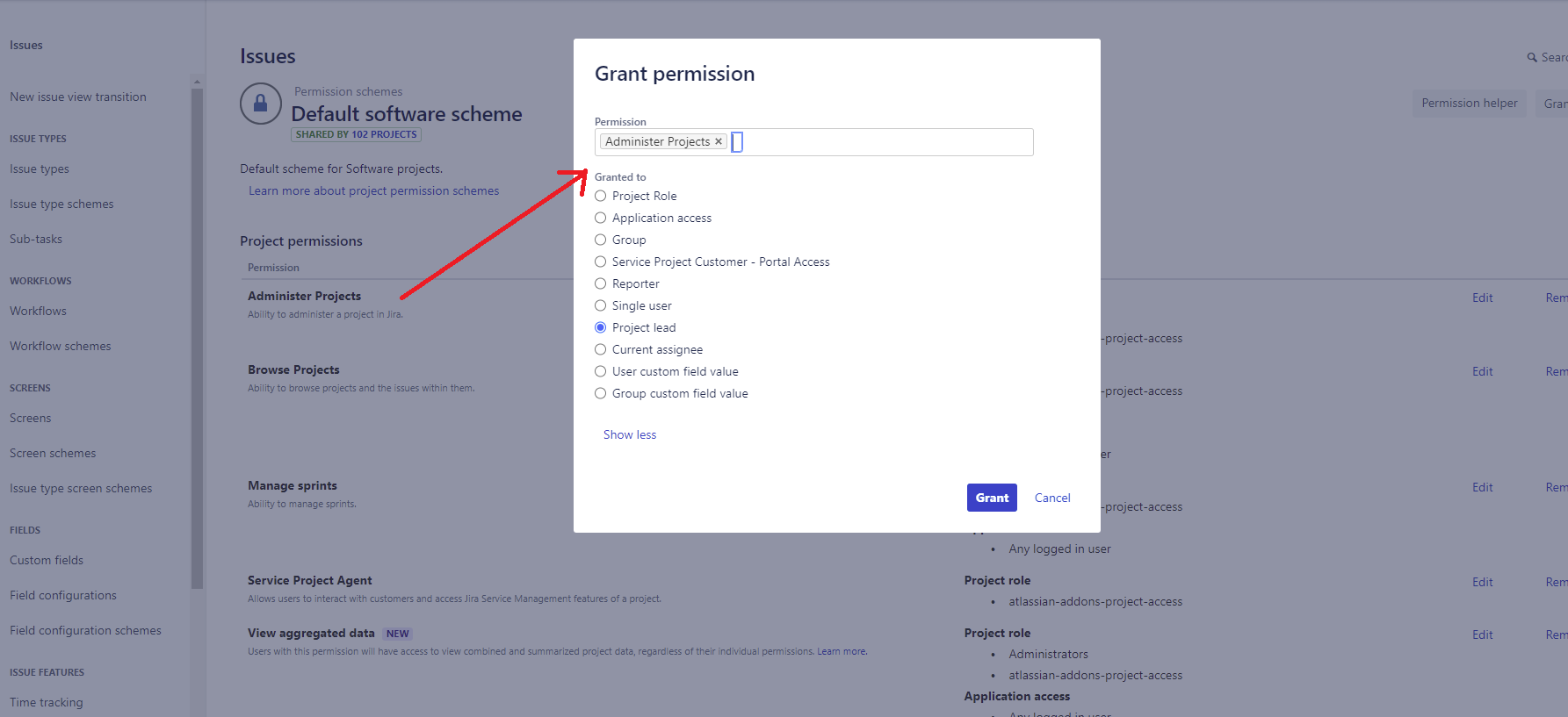 How to give user access to Project settings
