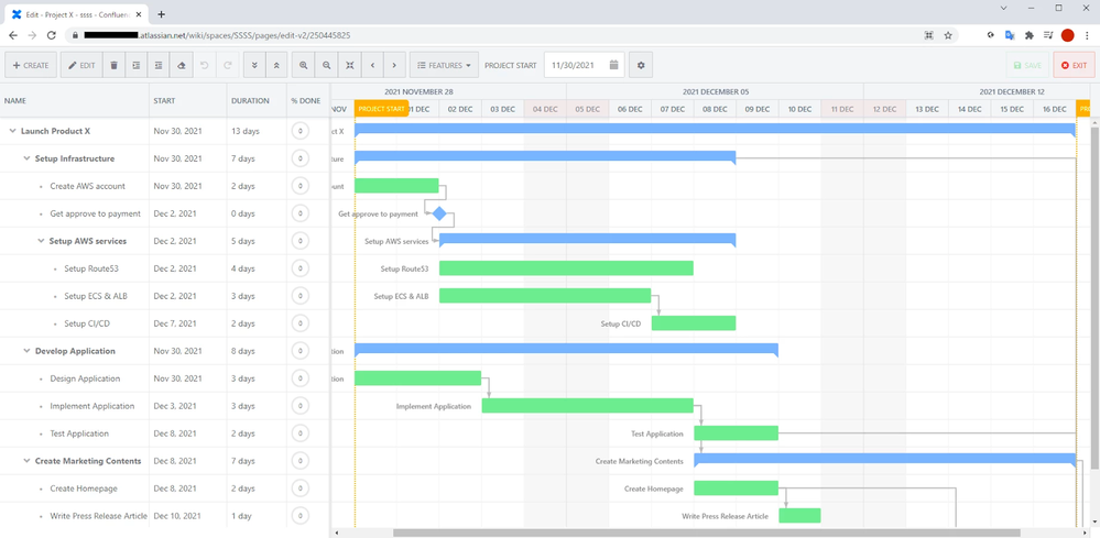 Plan with Gantt Charts in Confluence