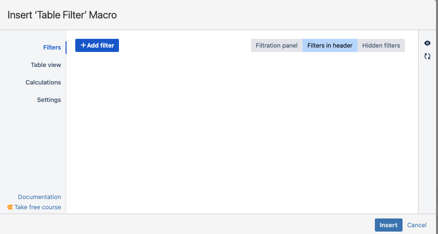 How to add filters in Confluence Table?
