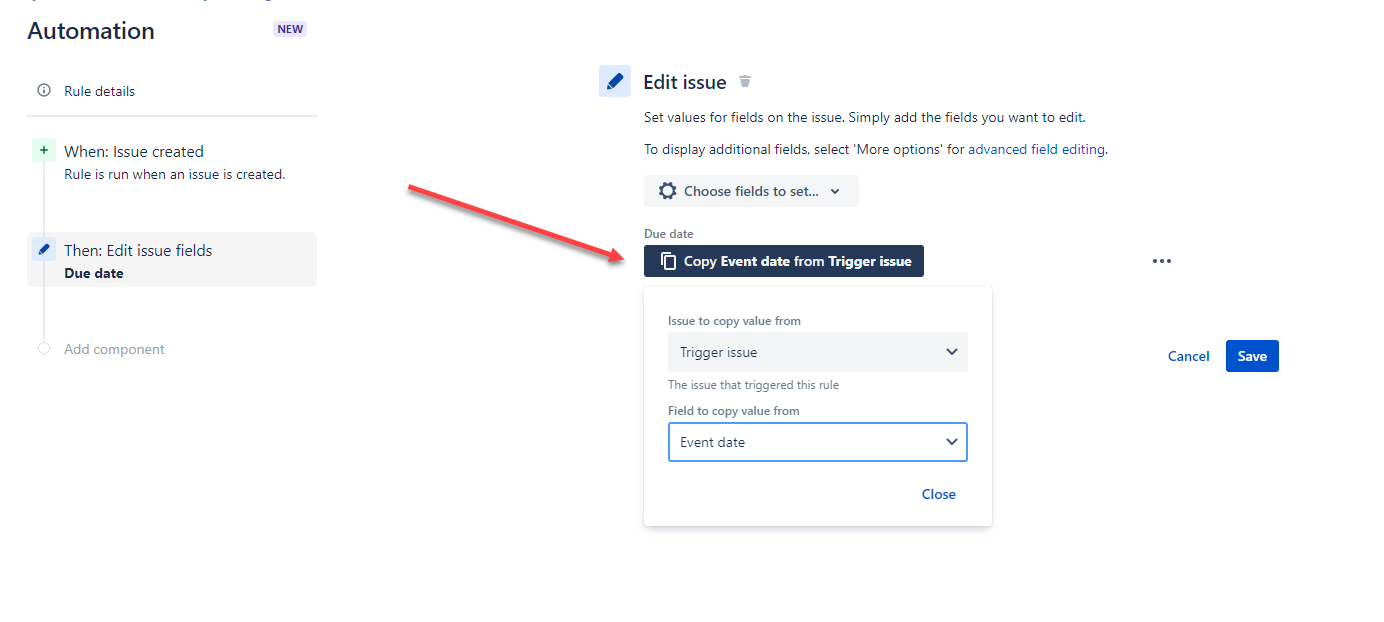 Set due date to equal custom date field
