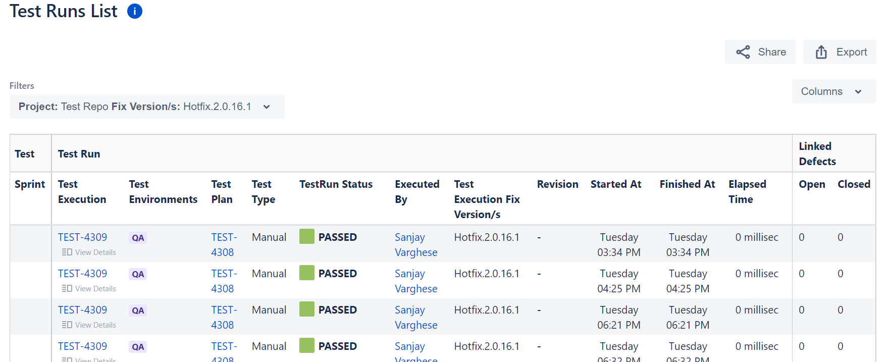 Test Runs List Report| How to get report number o...
