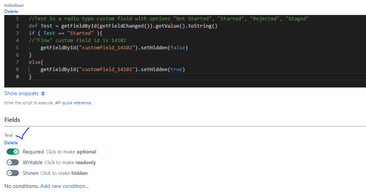 Solved: Show or Hide the custom field based on the radio b...
