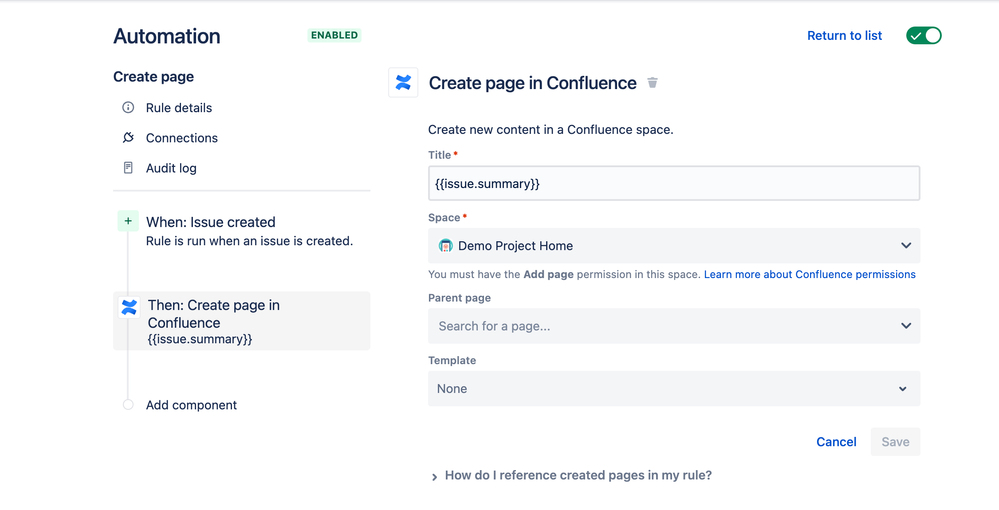 Ability to Create Confluence Page and Give it a Dy...