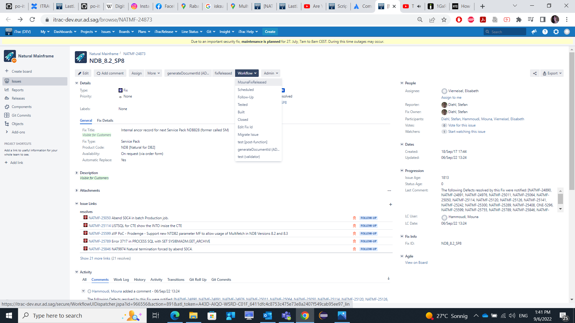 Comment Not Inserted In The Linked Issue