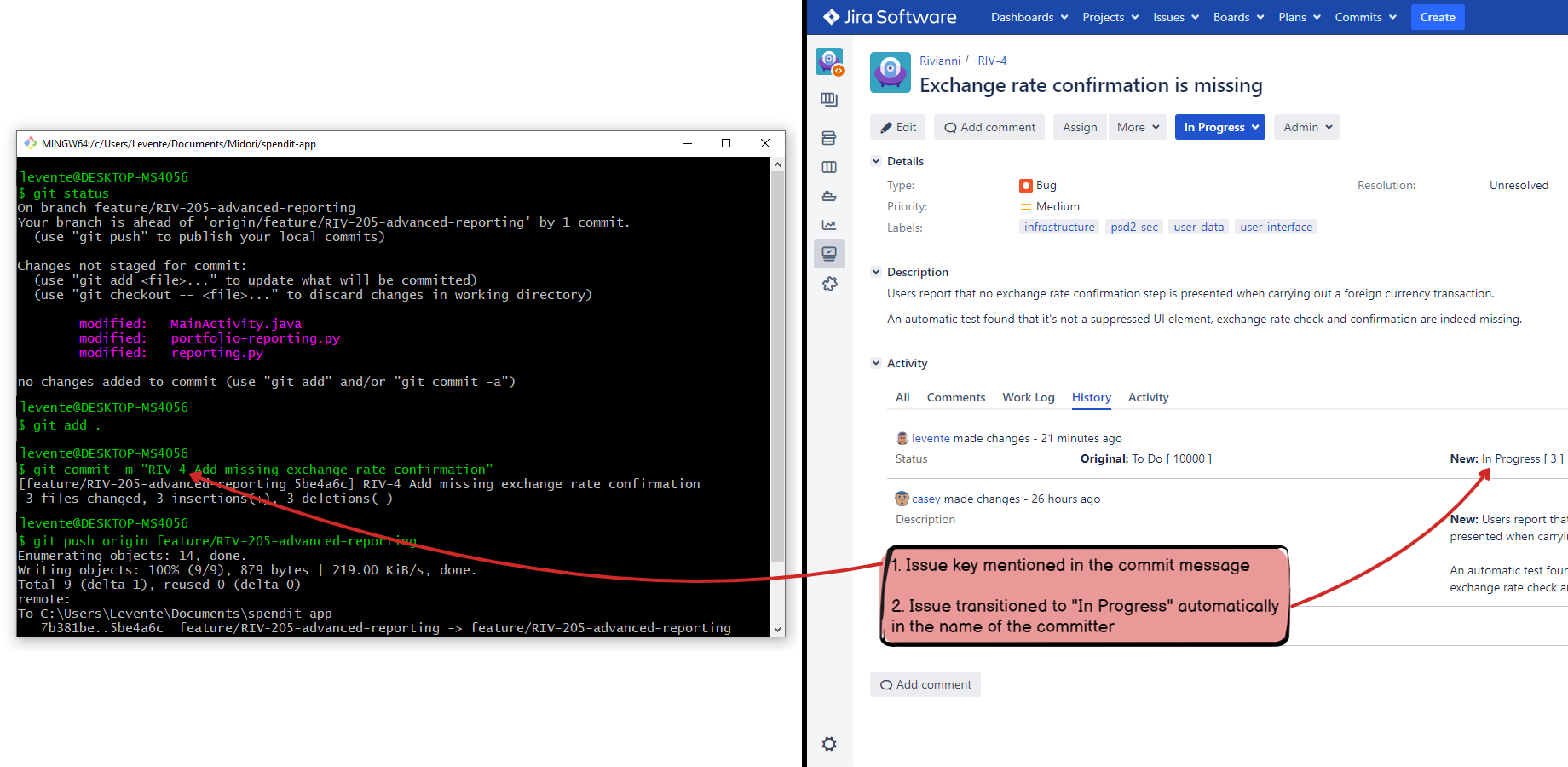 How To Transition A Jira Issue On First Commit Atlassian Community