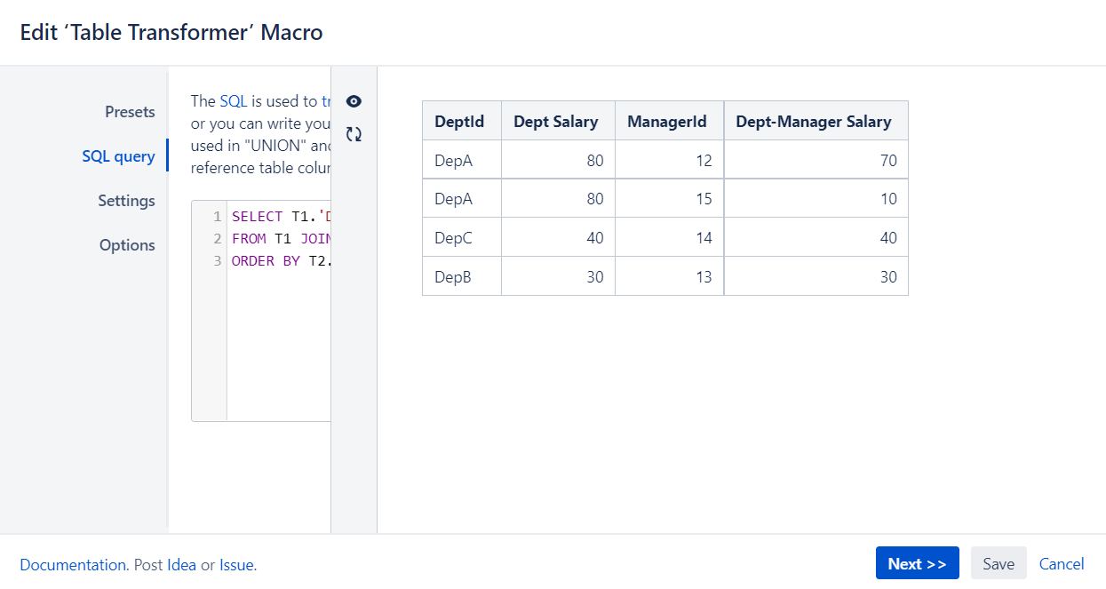 Solved Table Transformer Macro Join Query