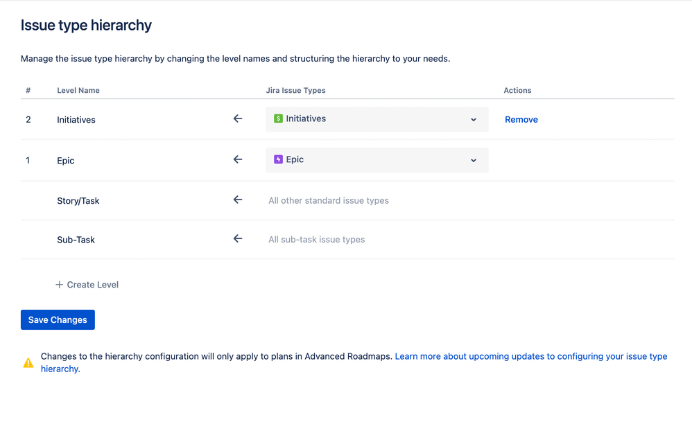 Solved: Issue type hierarchy - how can I make initiatives ...