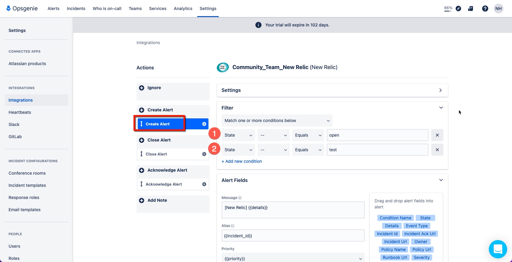 Opsgenie - New Relic Integration - Destinations