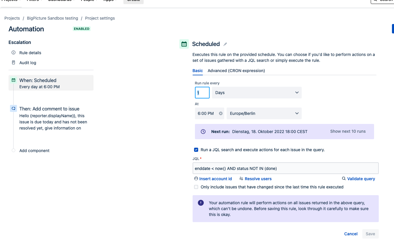 Solved Automation Escalation Process Jql Query Issue 9876
