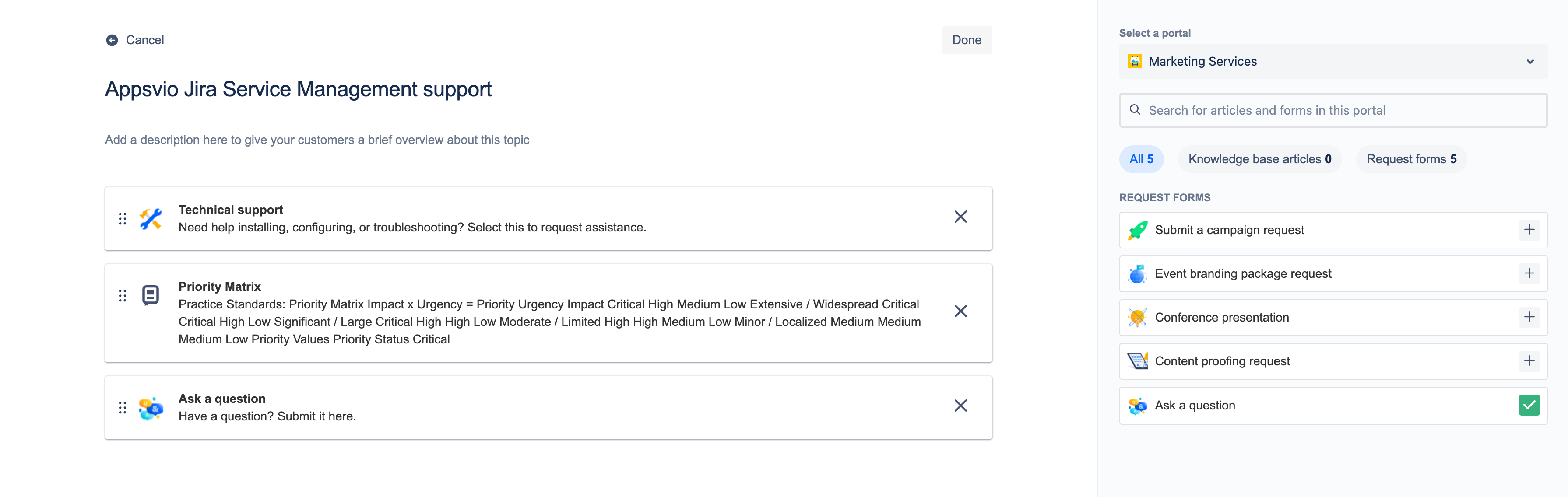 Options for Custumer portal customization