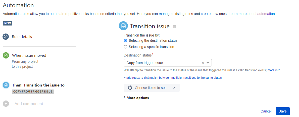 Status Automatic Updating After Linking Moving To