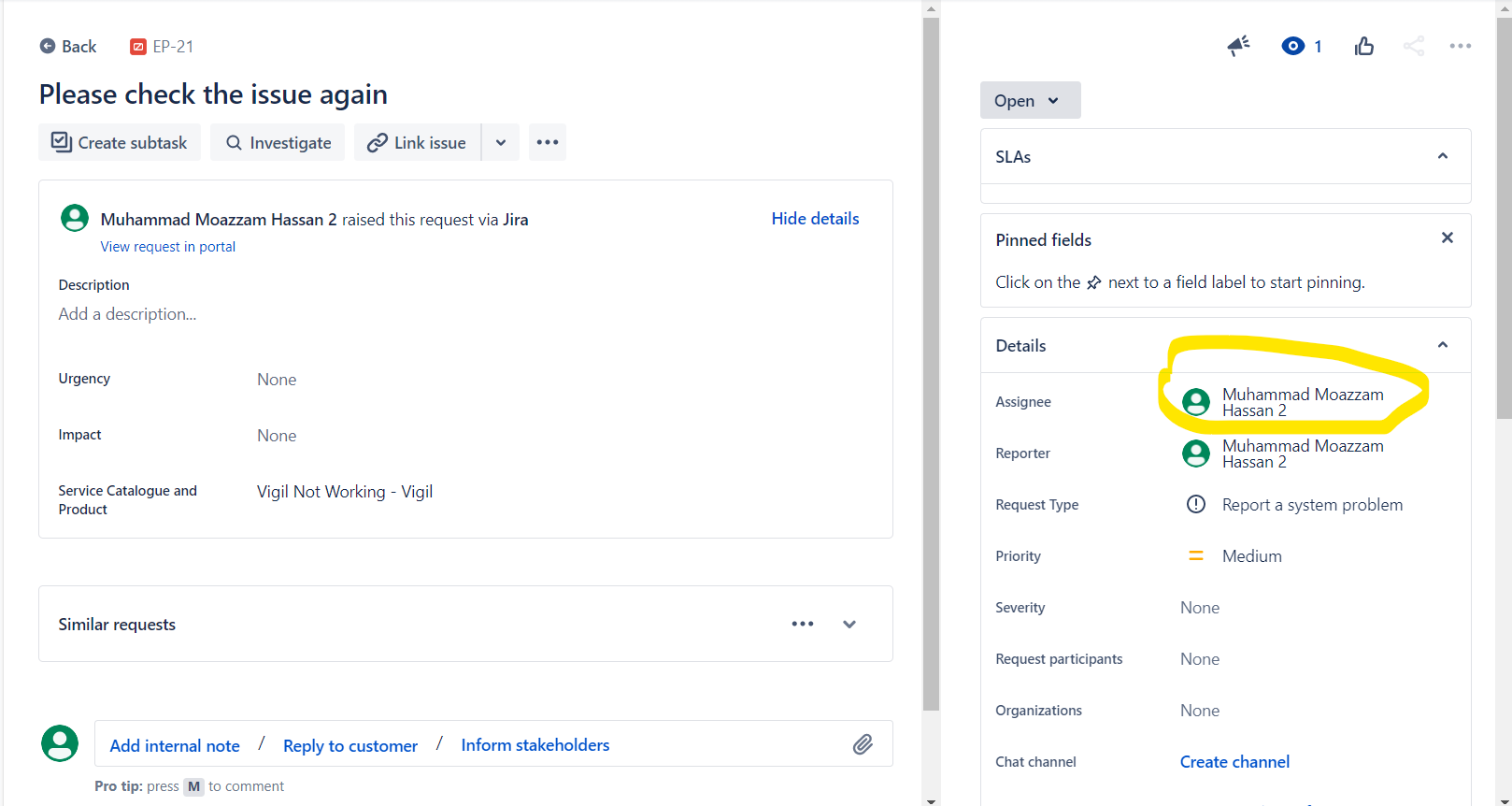 Solved User Can Only View The Assignee Field