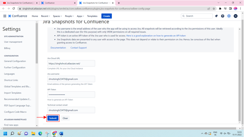Jira snapshot for confleunce